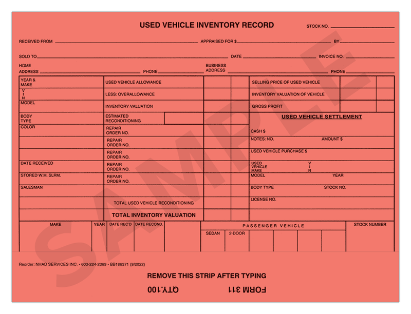 Used Vehicle Inventory Record Card | LotDrop